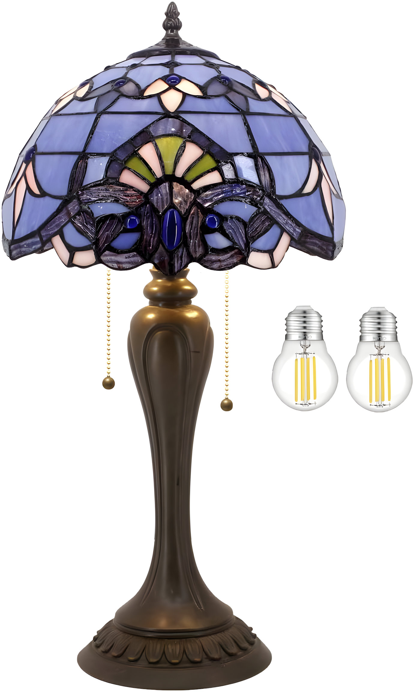 Fleur De Lis Living Tiffany Stained Glass Table Lamp Baroque Style ...
