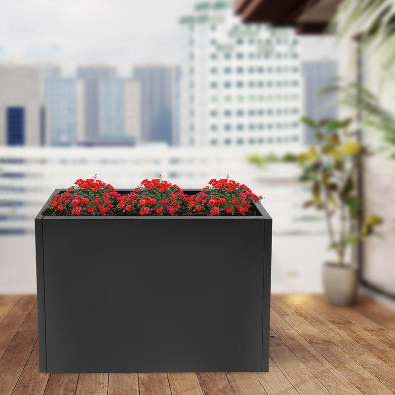 Latitude Run® Metal Planter Box With Removable Insert Shelf For Outdoor ...