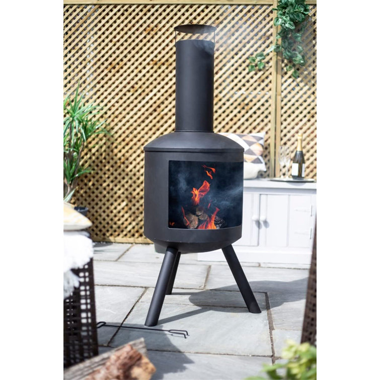 Brayden Studio Audrik 125Cm Steel Wood Burning Chiminea | Wayfair.co.uk