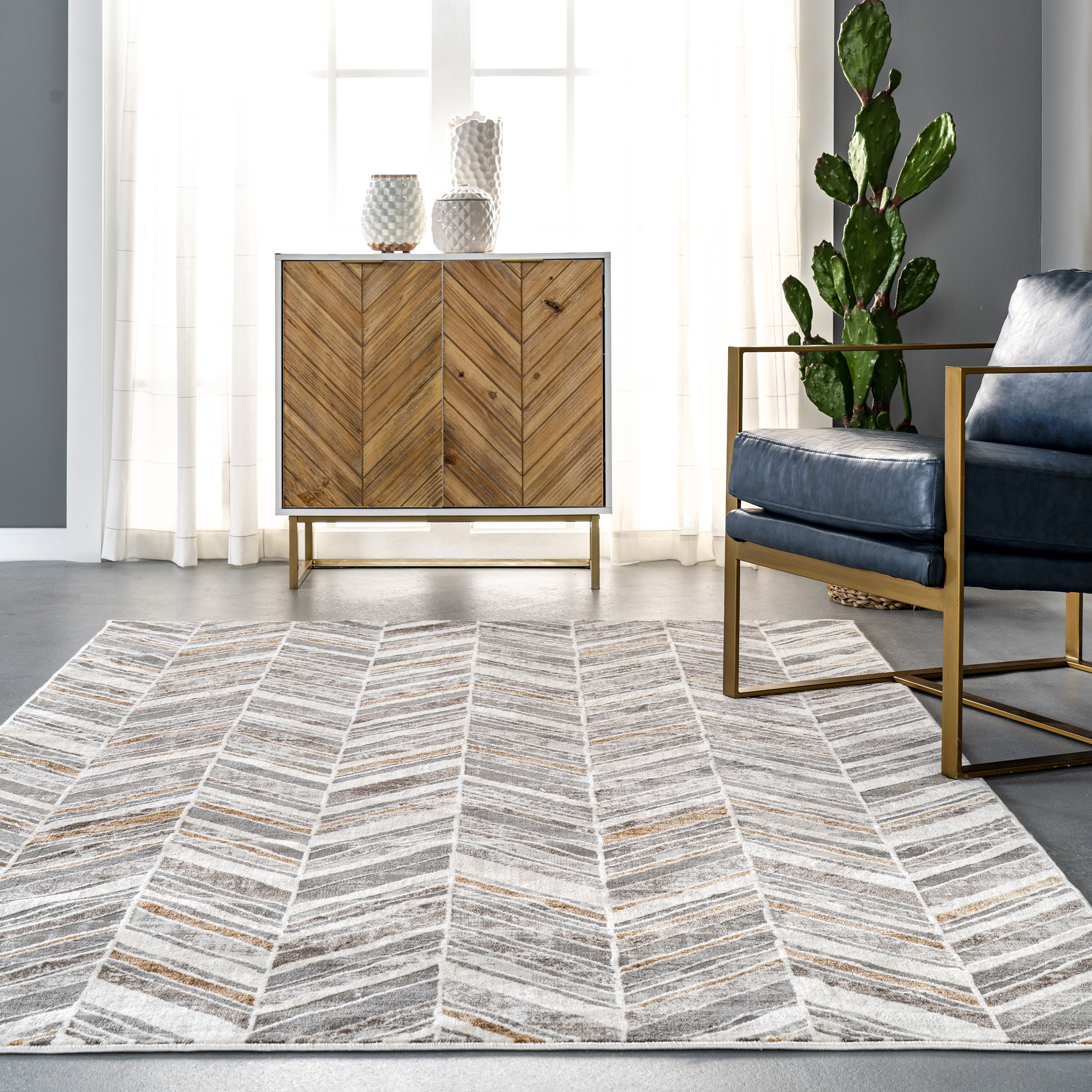 Corrigan Studio® Trinton Modern Abstract Chevron Area Rug | Wayfair