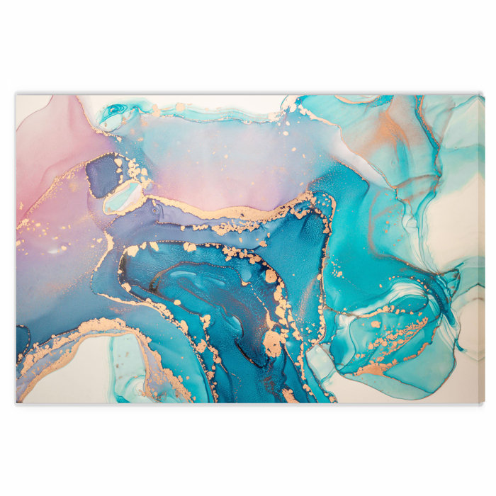 Ivy Bronx Abstract Cyan Symphony Modern Geode Agate Crystal Fractals On ...