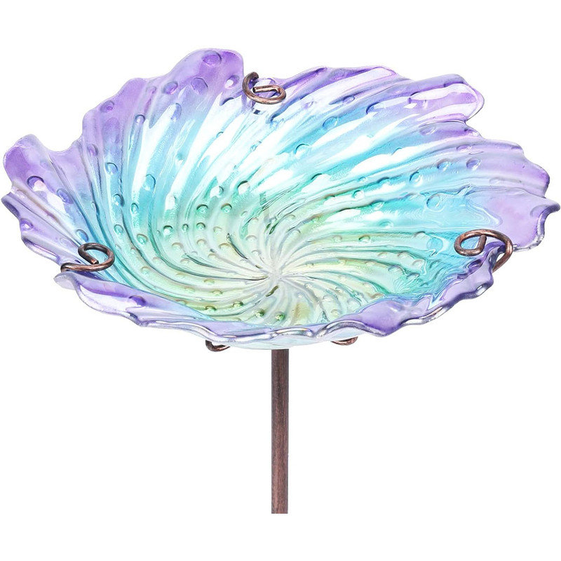 Red Barrel Studio® Handmade Glass Bird Baths for Outdoors, Garden Bird ...