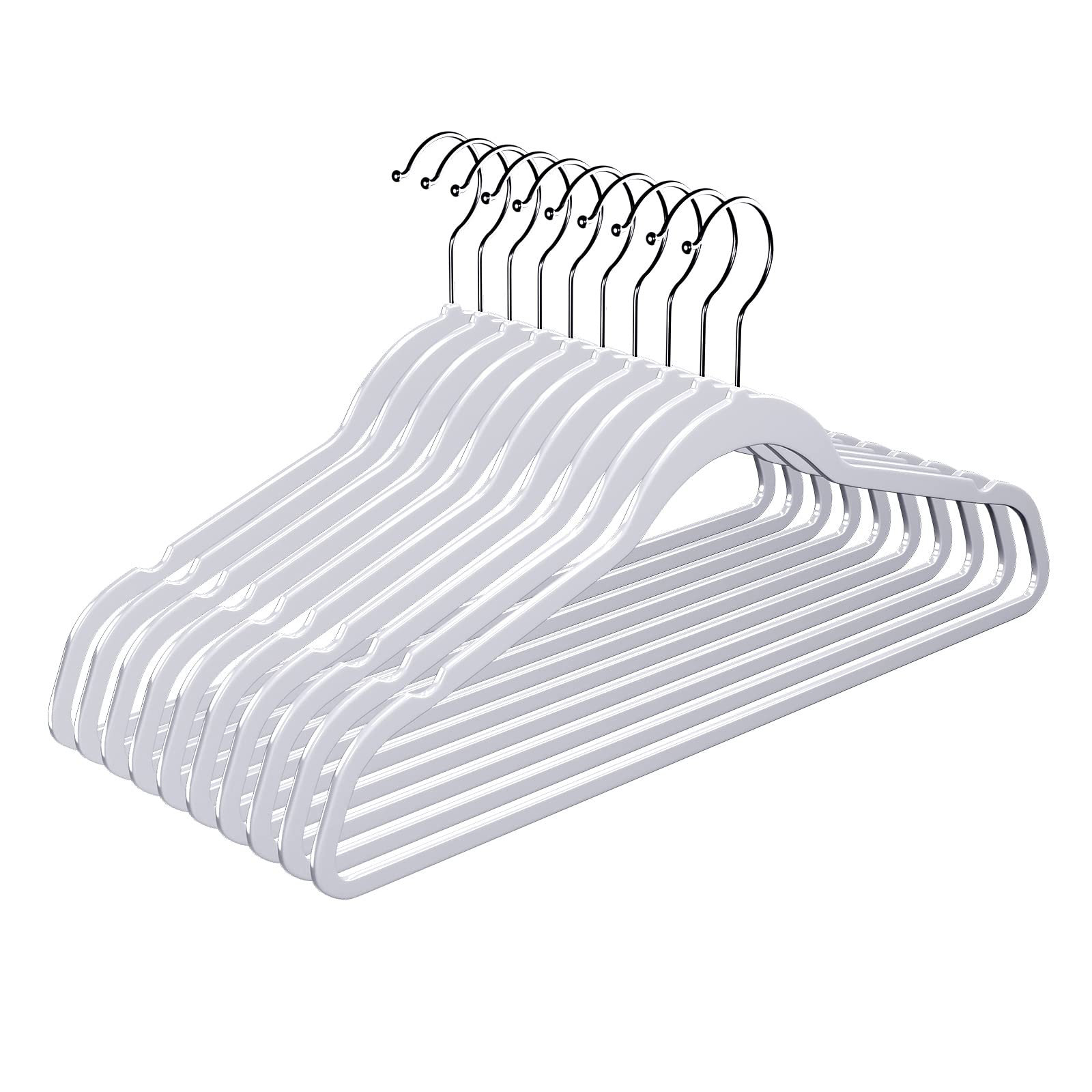 Rebrilliant 50 Pack Non Velvet Thin Plastic Large Hangers - 360° Silver ...