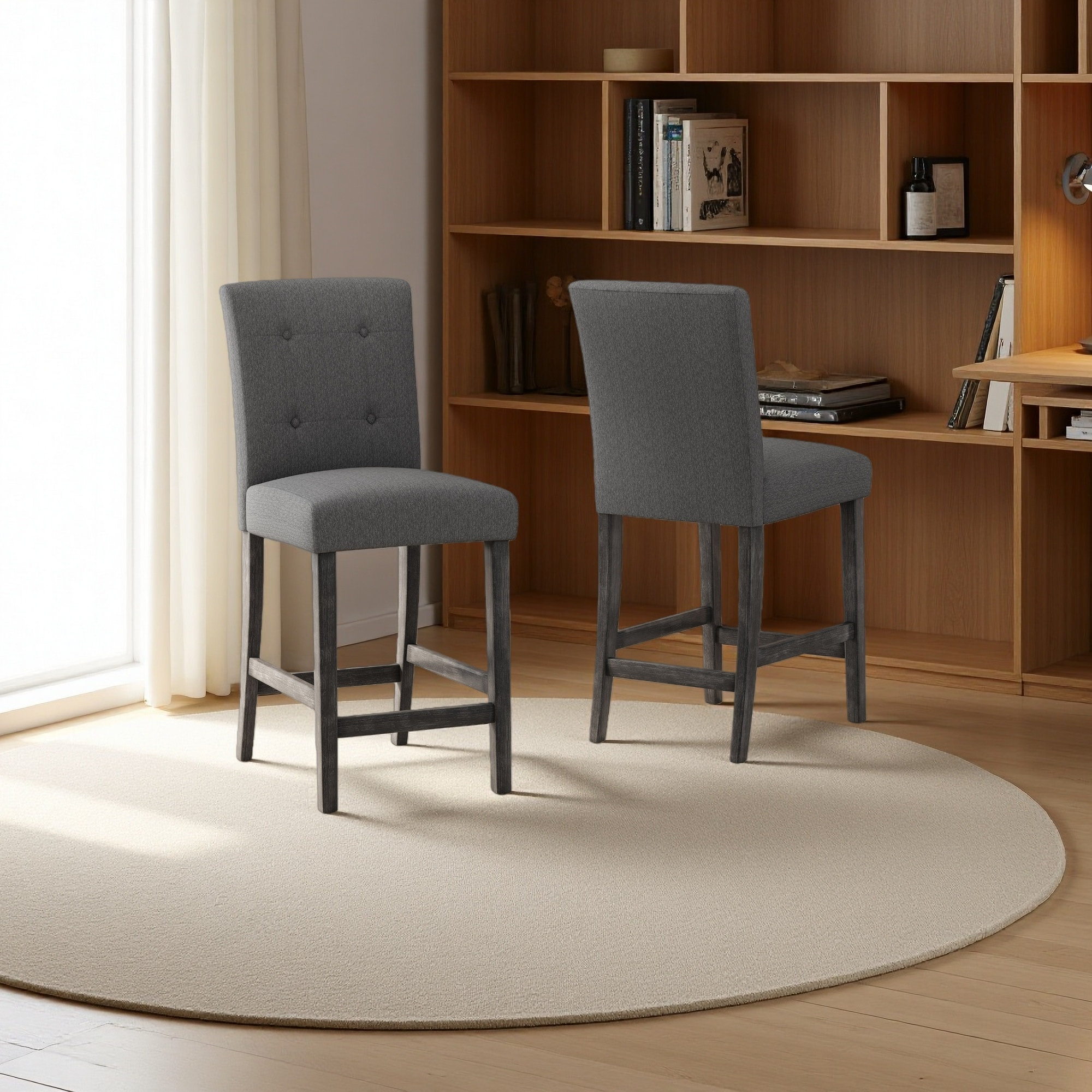 George Oliver Contemporary Fabric Button Tufted 26 Inch Counter Stools ...