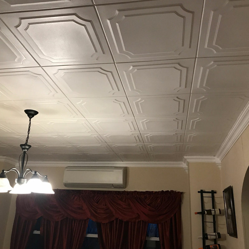 A La Maison Ceilings Virginian 1.6 ft. x 1.6 ft. Polystyrene Glue-up ...
