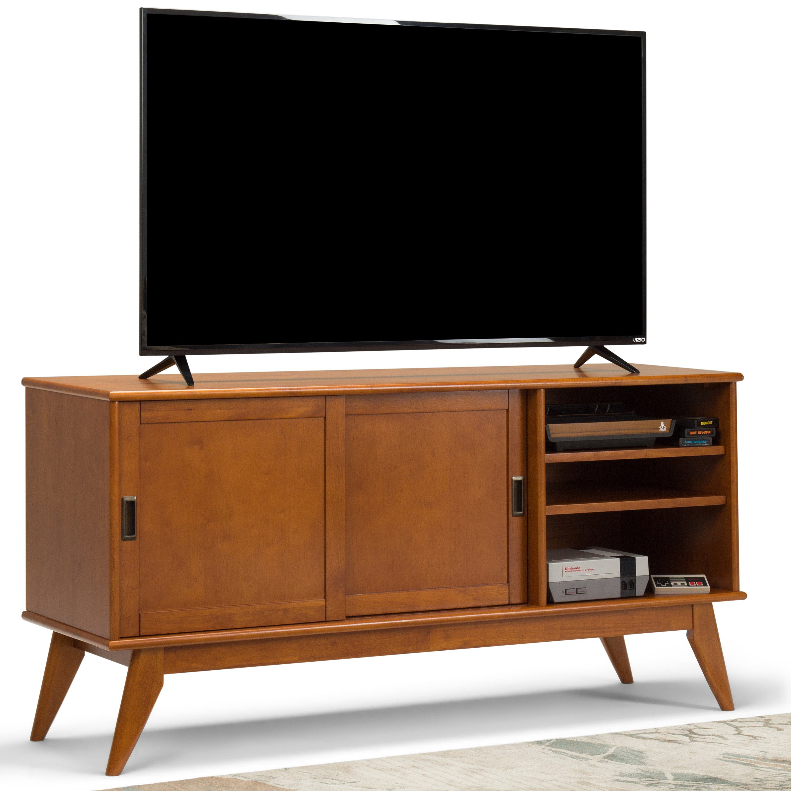 Simpli Home Draper SOLID HARDWOOD Mid Century Medium TV Media Stand in ...