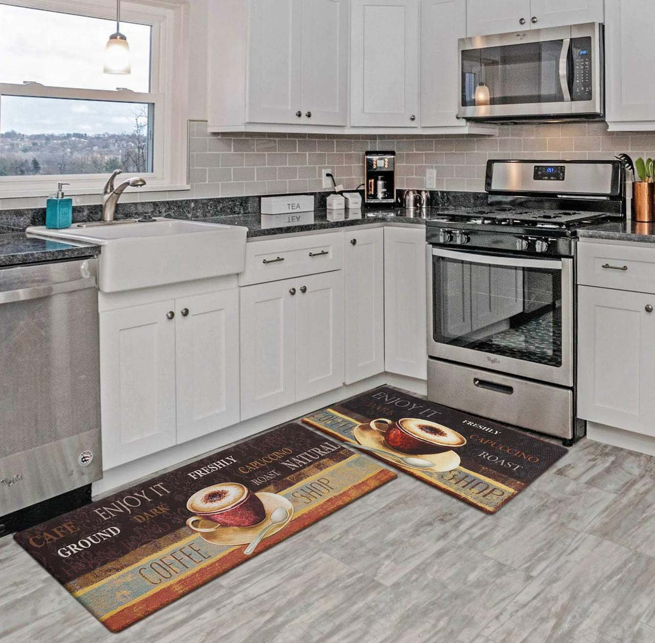 Lark Manor™ Coffee Kitchen Rug Set 2 Pieces, Kitchen Floor Mats | Wayfair