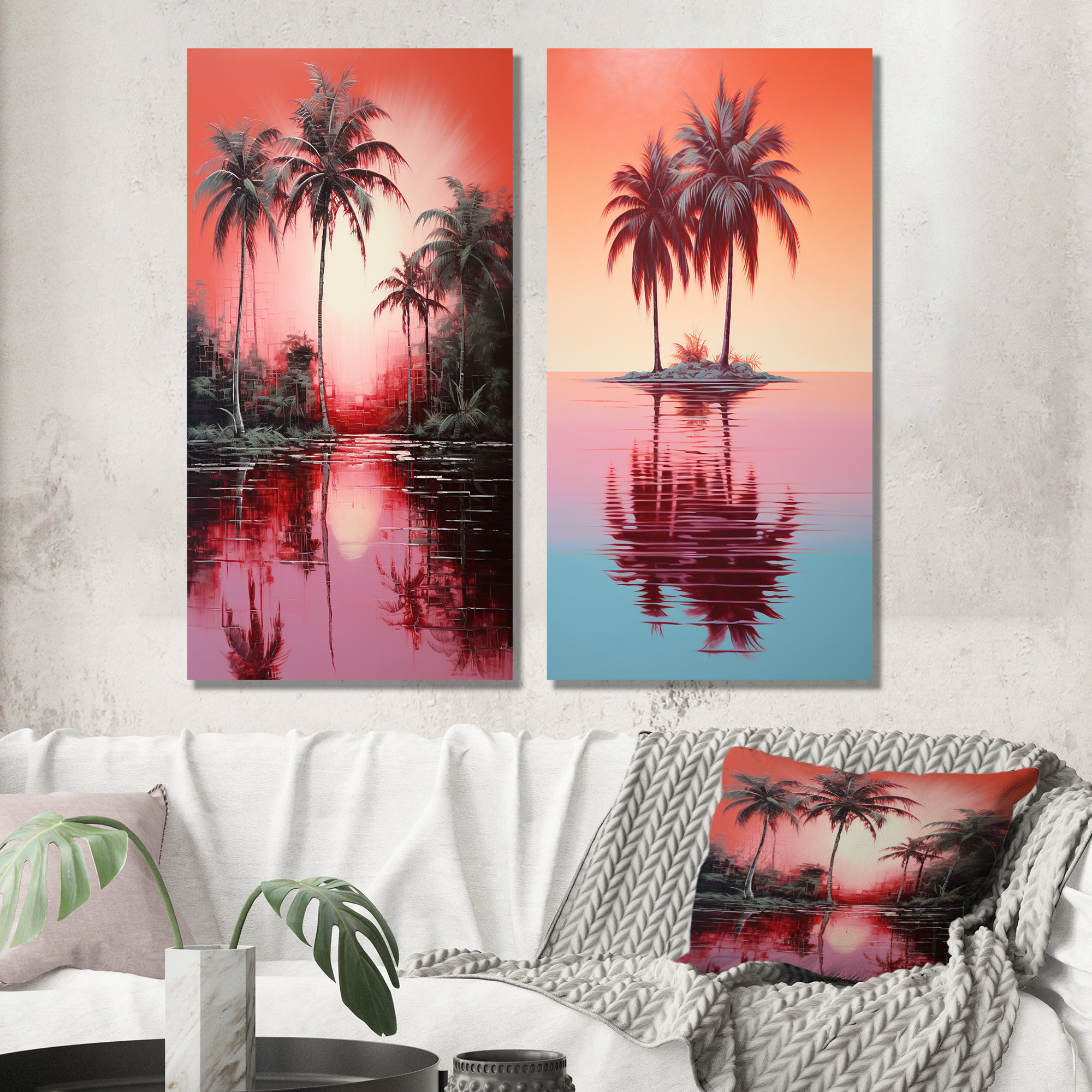 Bay Isle Home™ Ruby Reflection Palms By The Shore - Palms & Palm Trees ...
