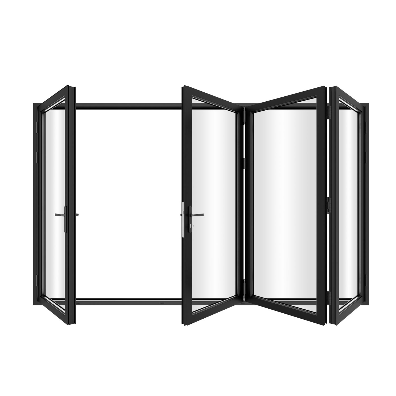 KaMic VersaFold 4-Panel Black Aluminum Bi-Fold Patio Door with Low-E ...