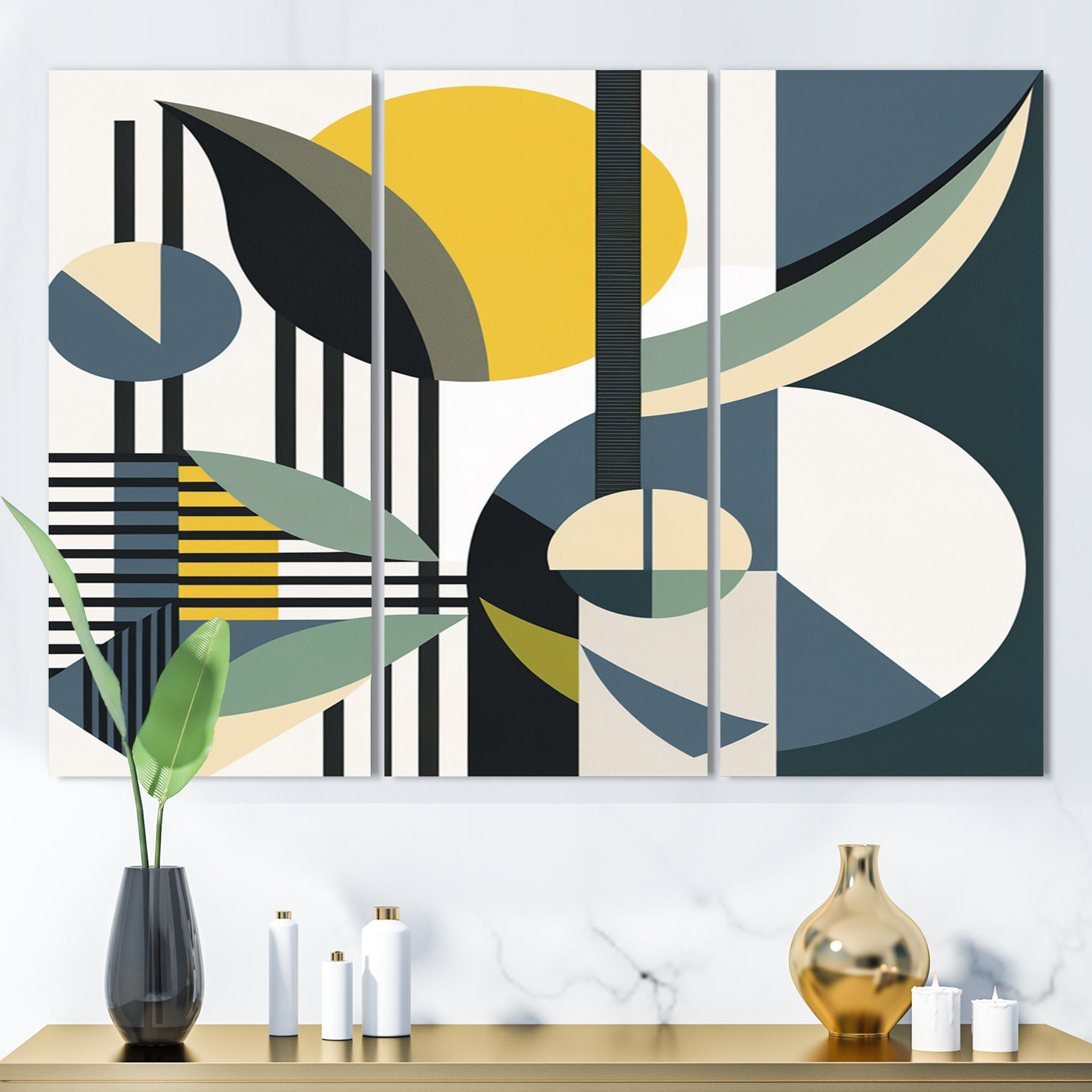 Design Art Vintage Mid-Century Graphics I - 3 Piece Print on Canvas ...