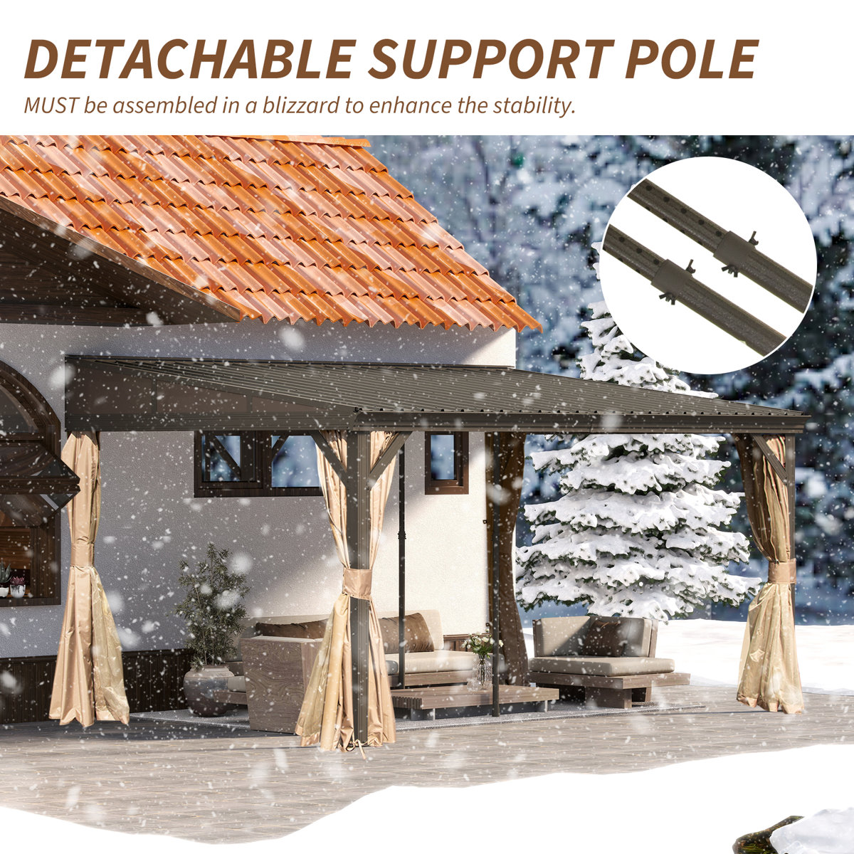 Domi Louvered Aluminum Patio Gazebo Lean to Wall Mounted Pergola with ...