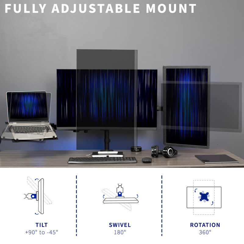 Vivo Black Multi Screen Desktop Mount Holds up to 15.4 lbs | Wayfair