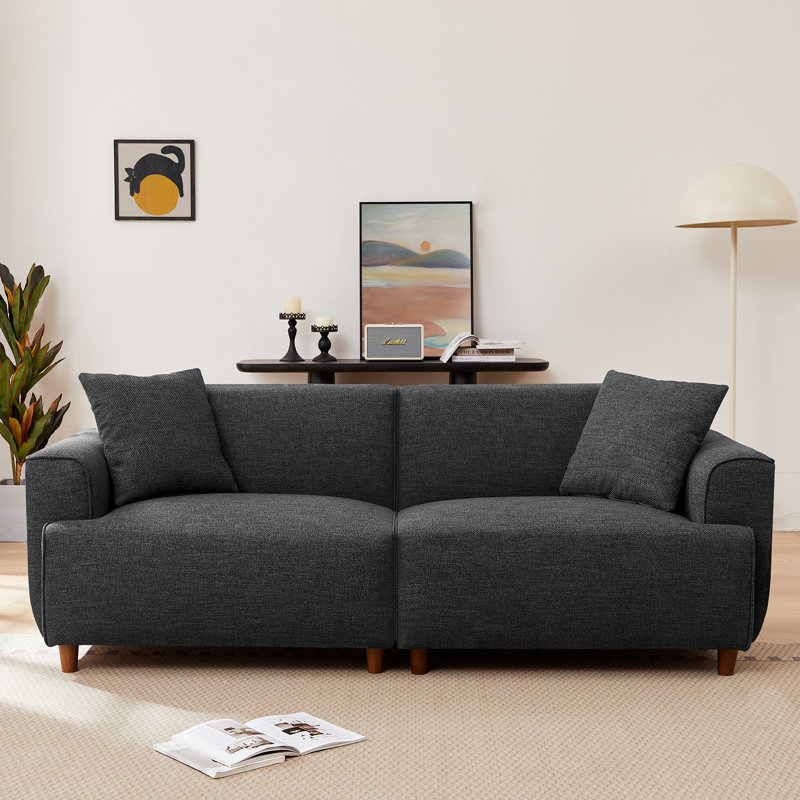 Latitude Run® Montagnes 83.5" Recessed Arm Sofa with 2 Pillows ...