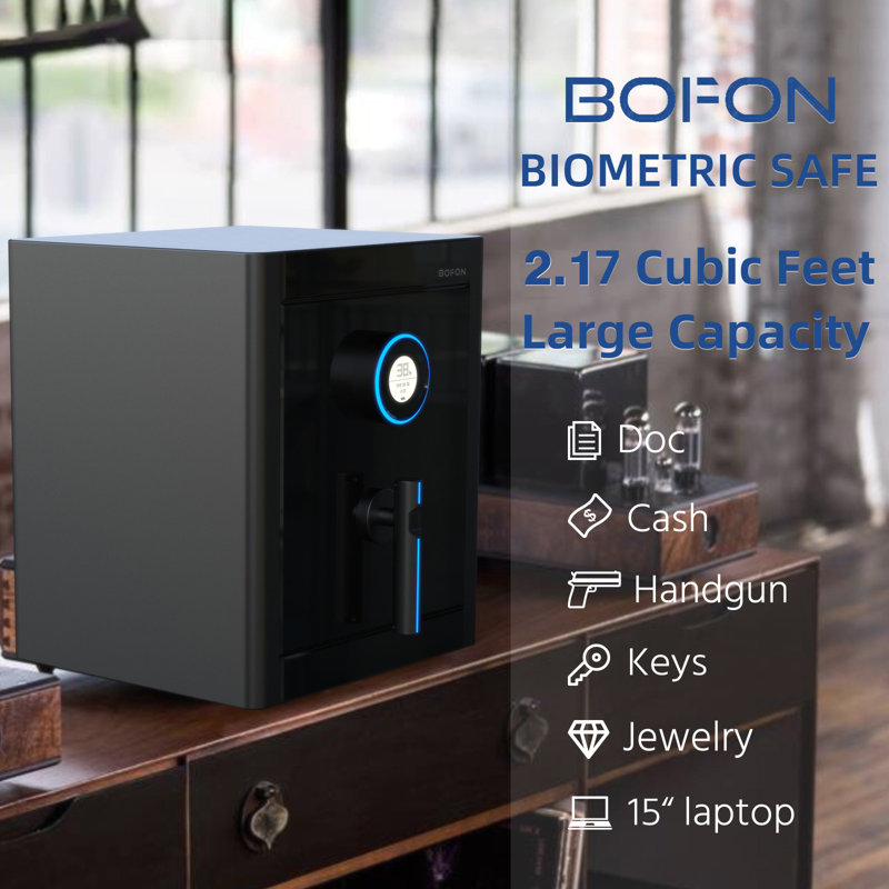 BOFON Security Box, Fingerprint Password Safe Box with Key,Built-in ...