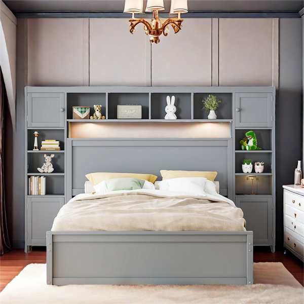 Hokku Designs Wykeisha Bookcase Bed with All-in-One Cabinet, Shelf and ...