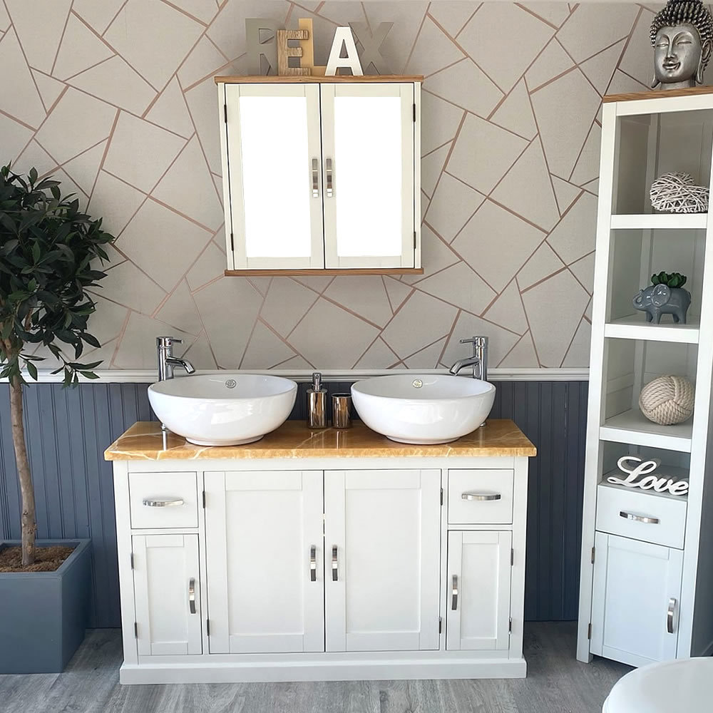 Ebern Designs Araujo Solid Beech 1230mm Free-standing Double Vanity ...