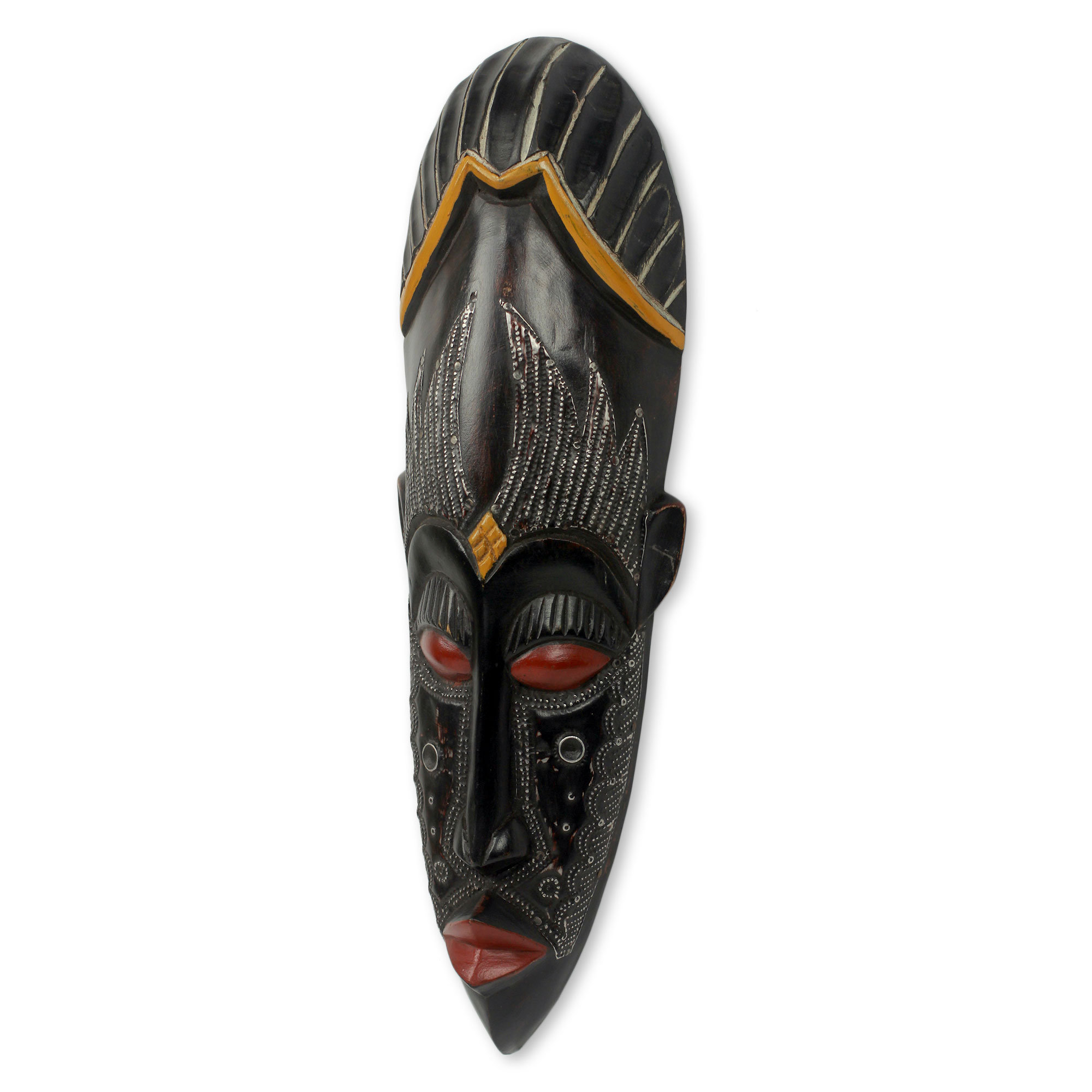 Novica Wood Mask with Embossed Metal Plates Wall Décor | Perigold