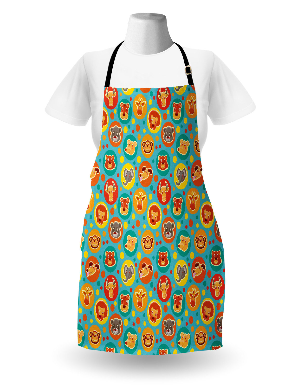 East Urban Home Cartoon Animal Apron Unisex, Comic Fun Faces, Adult ...
