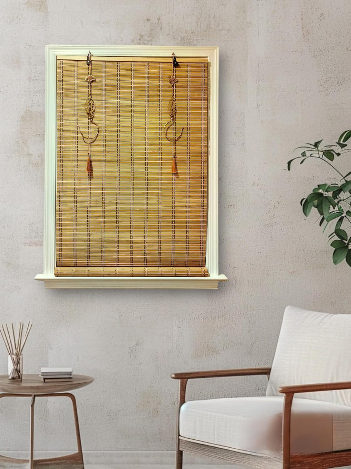 Symple Stuff Cordless Bamboo Window Blind Sun Shade, Light Filtering ...
