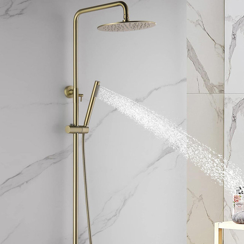 Trazla Brushed Gold Exposed Shower,outdoor Shower Fixtures with Brass ...