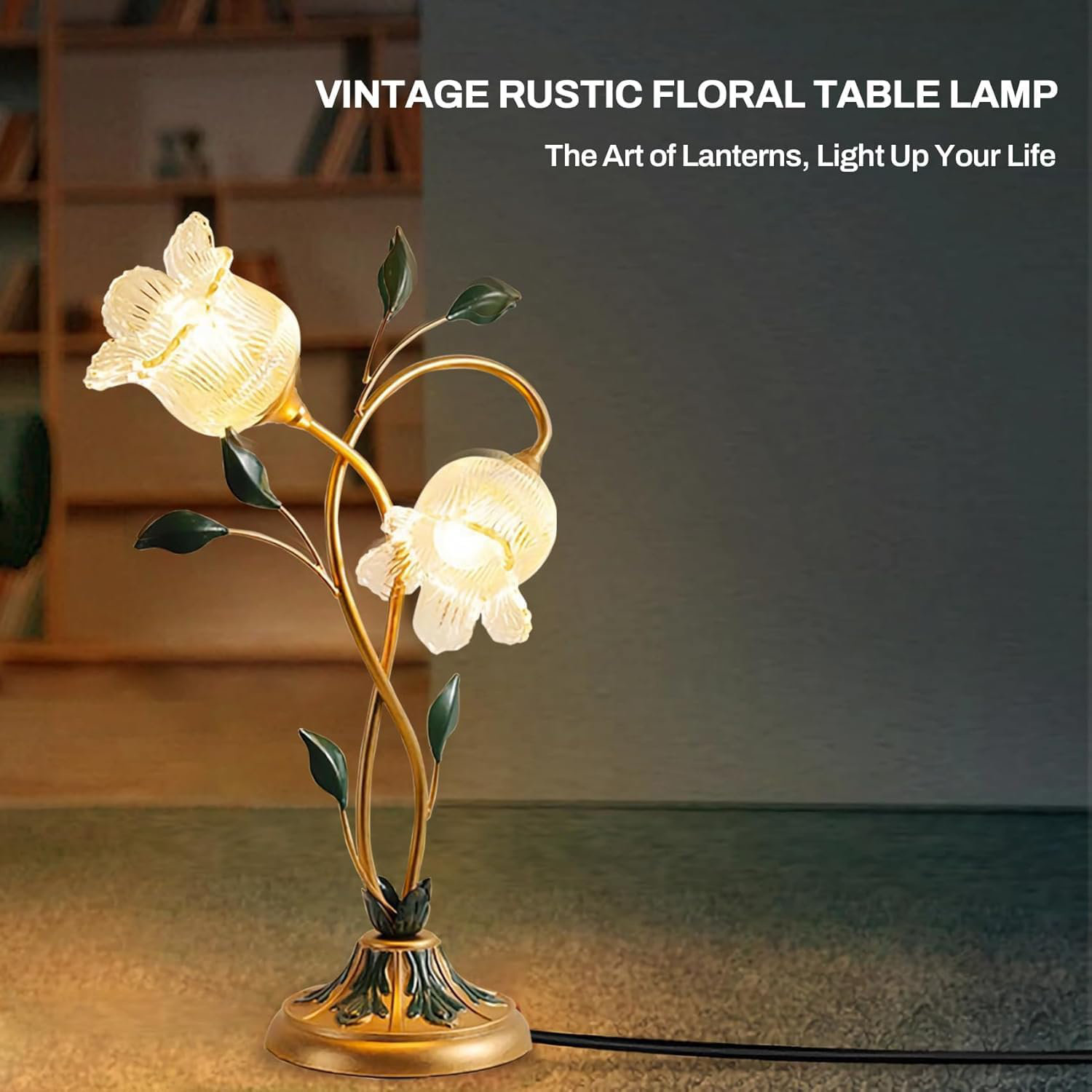 House of Hampton® Gold Glass Flower Table Lamp | Wayfair