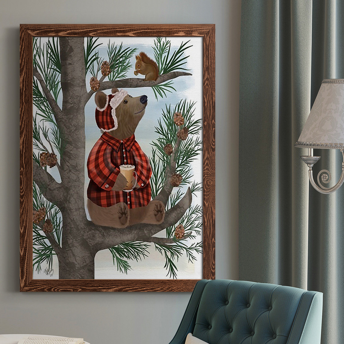 The Holiday Aisle® Lumberjack Bear Pine Tree Coffee Break | Wayfair