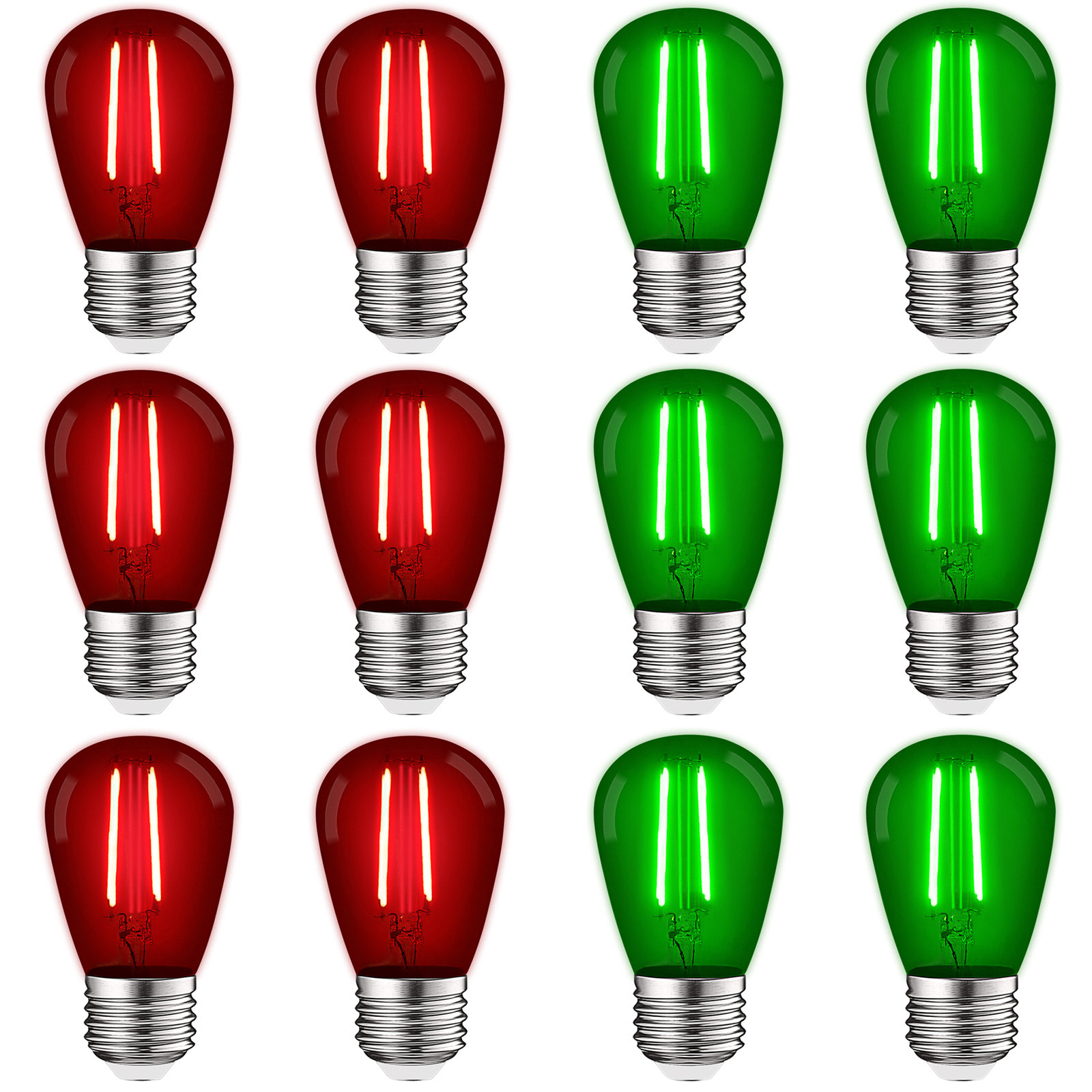 Luxrite S14 LED Red and Green Light Bulbs, 0.5W, E26 Base, Indoor ...
