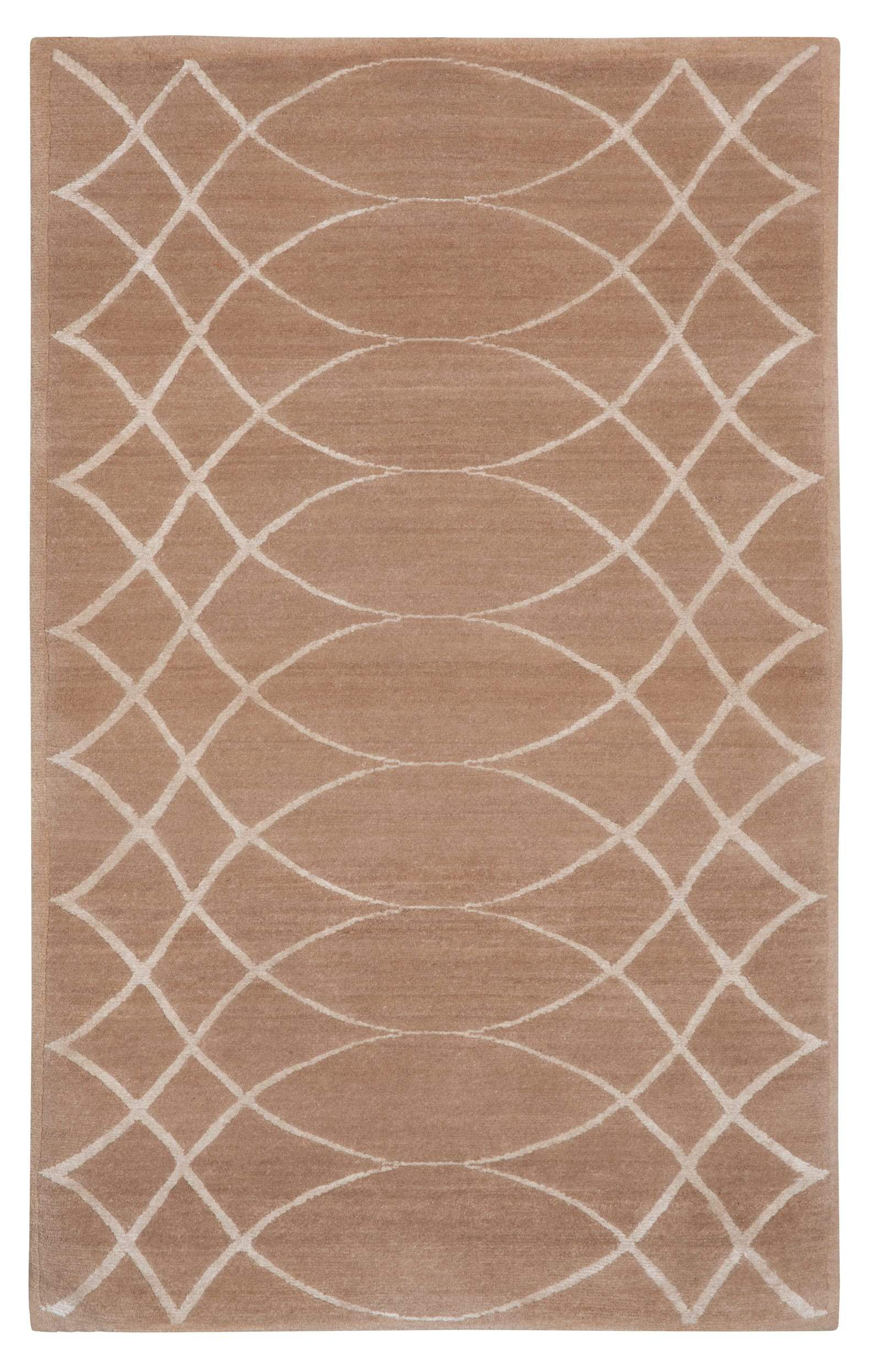 Tufenkian Geometric Hand-Knotted Silk/Wool Beige/Brown Area Rug | Perigold