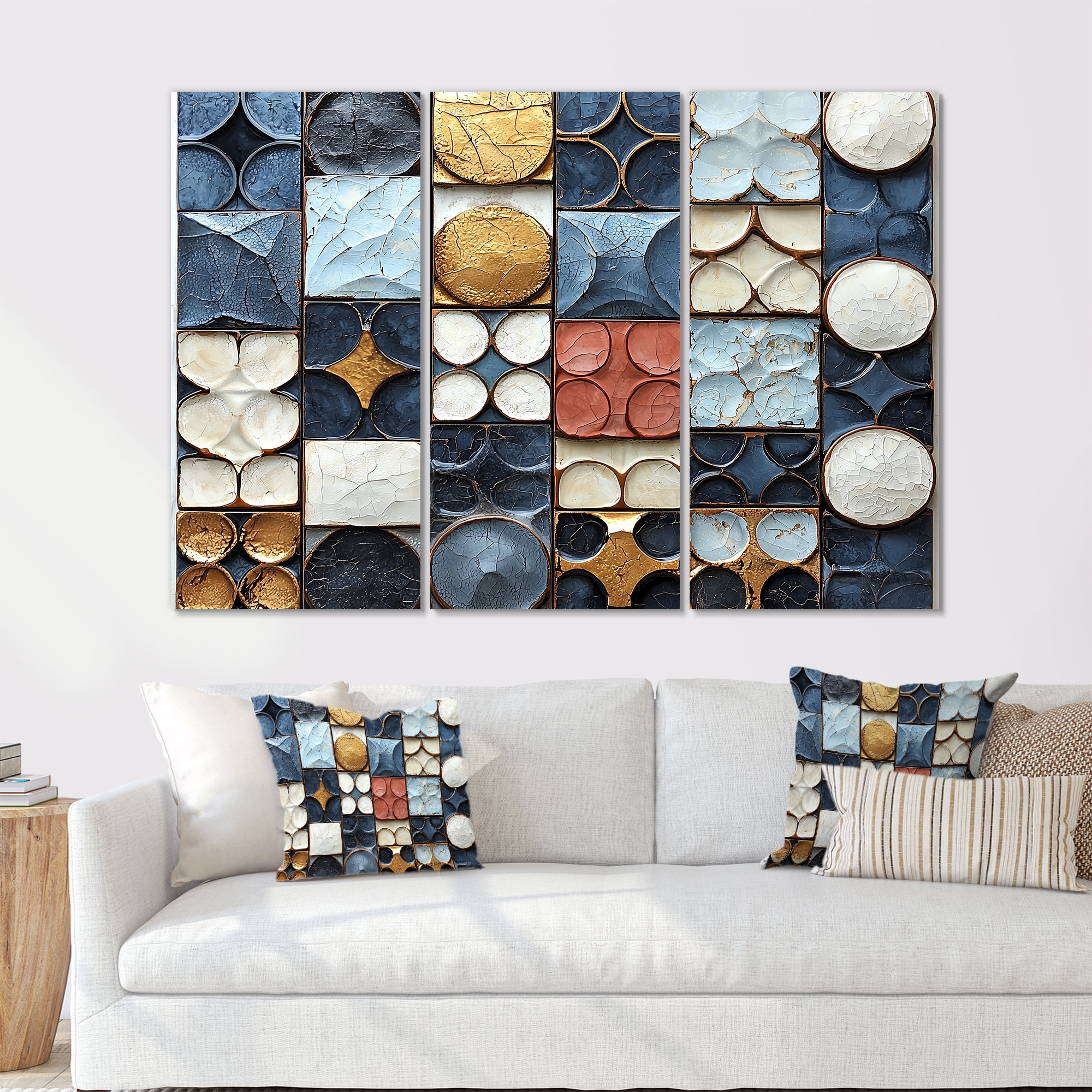 Brayden Studio® Abstract Blue And White Rhythms Tiles II - Abstract ...