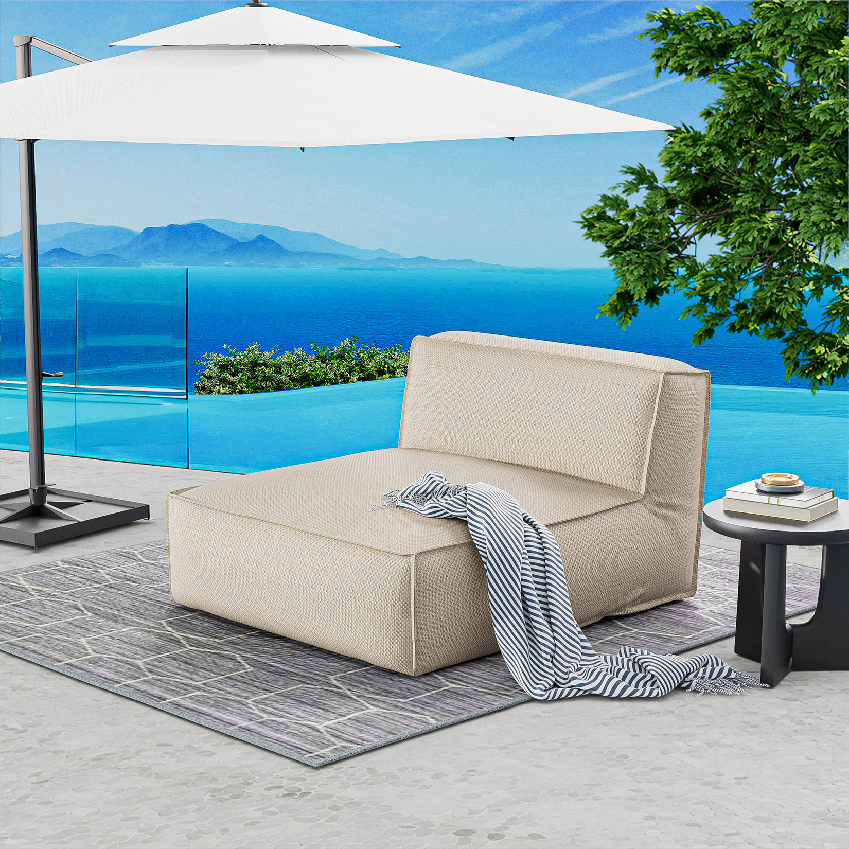Ebern Designs Outdoor Double Chaise Lounge Bean Bag Chair - 2-person ...