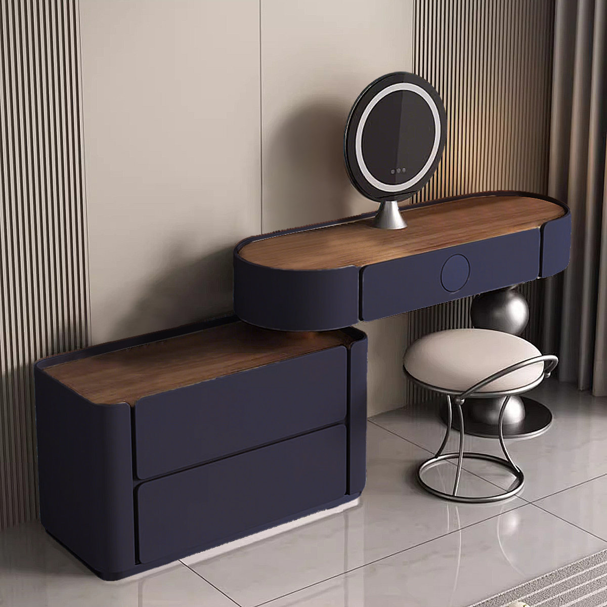 Wrought Studio 47.24"Lce Blue Minimalistic Solid Wood Vanity With Chest ...