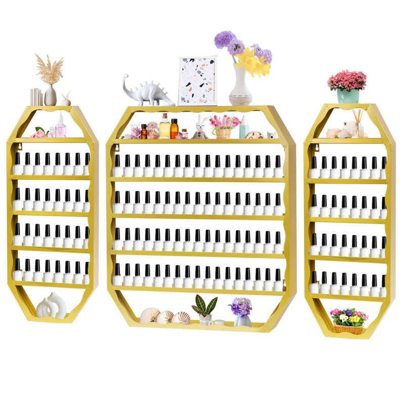 Everly Quinn Metal Wall Mounted Nail Polish Storage Rack | Wayfair