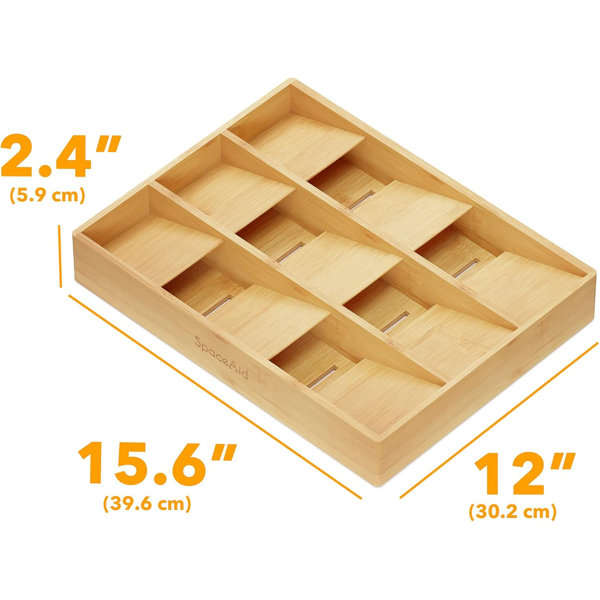 Anadea Bamboo Silverware Drawer Organizer with Labels, Kitchen Utensil ...