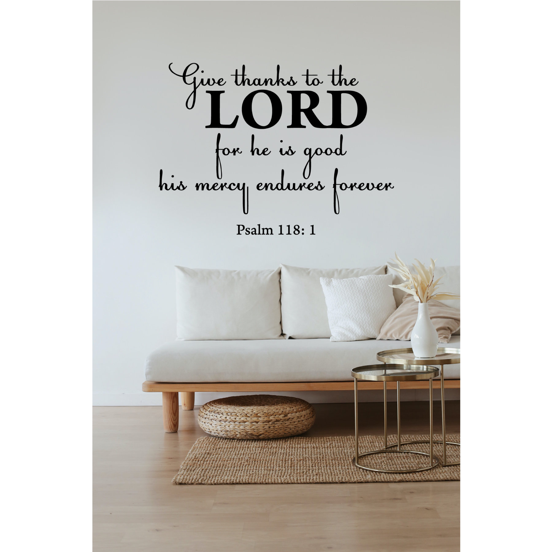 Trinx Give Thanks to the Lord Psalm 118:1" Bible Verse Wall Decal ...