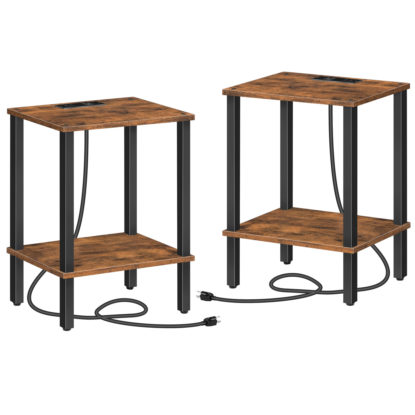 17 Stories 21.7" Tall End Table with Built-In Outlets(Set of 2) | Wayfair