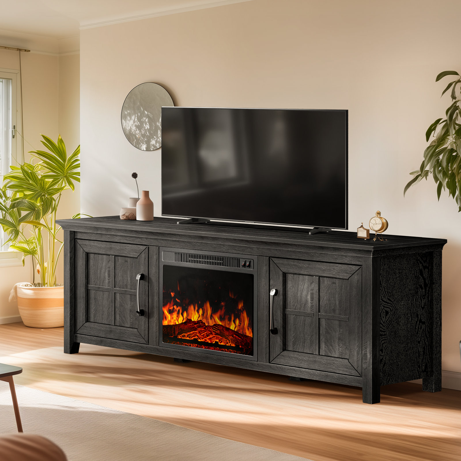 August Grove® Aravinthan Fireplace TV Stand for 75" TVs With Electric ...