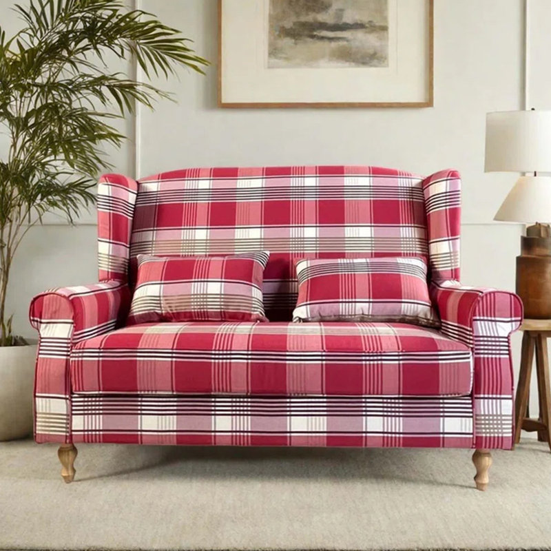 August Grove® American-style country red checkered sofa | Wayfair
