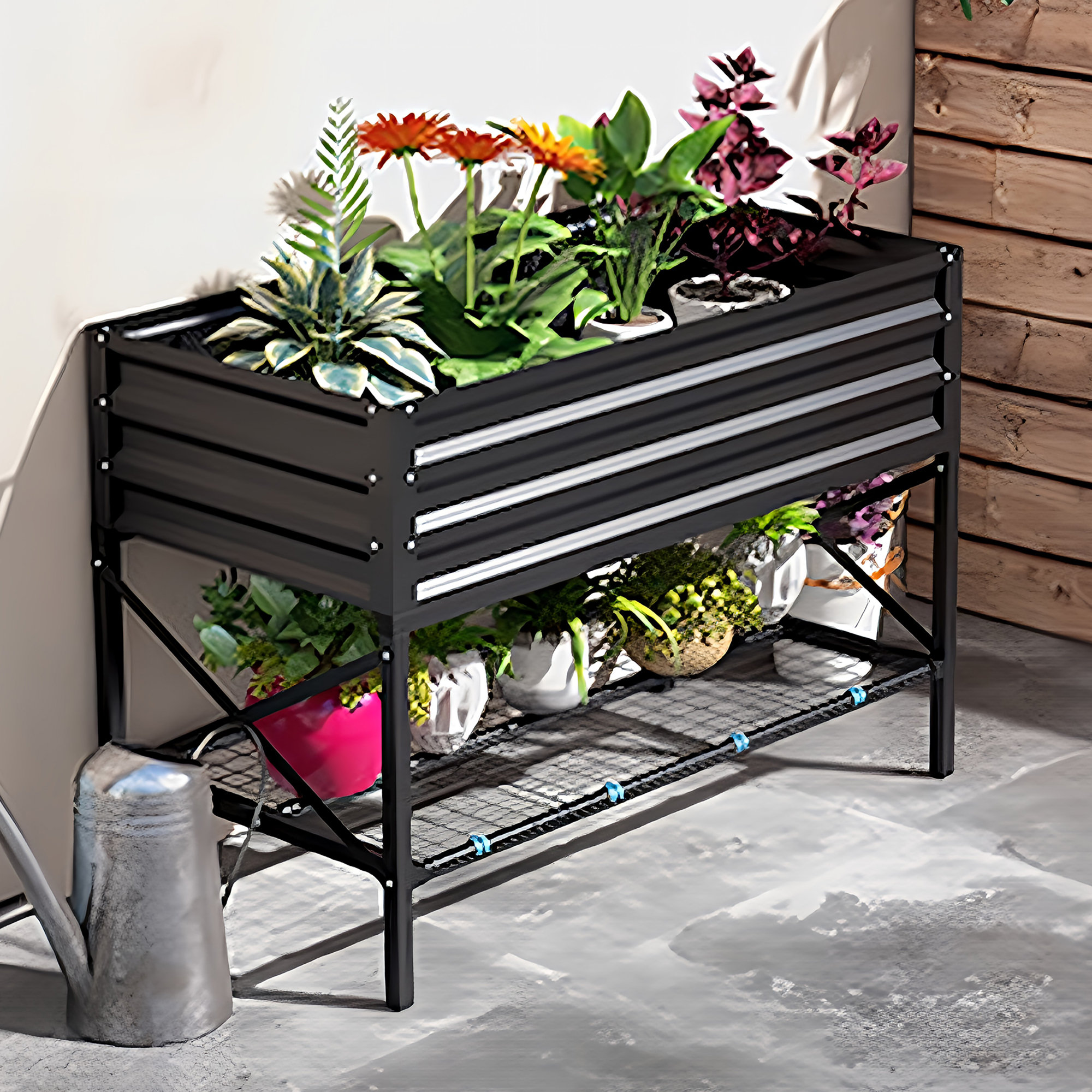 Arlmont & Co. Saikaley 43"W Heavy-Duty Galvanized Elevated Planter Box ...
