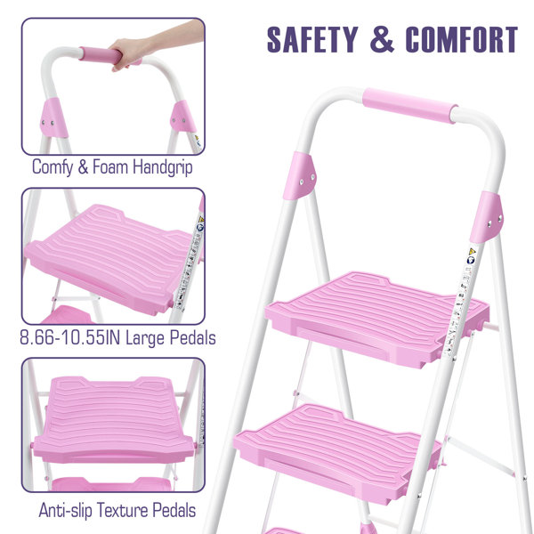 WFX Utility™ 3 - Step Ladder Metal Folding Step Stool,Ladder & Reviews ...