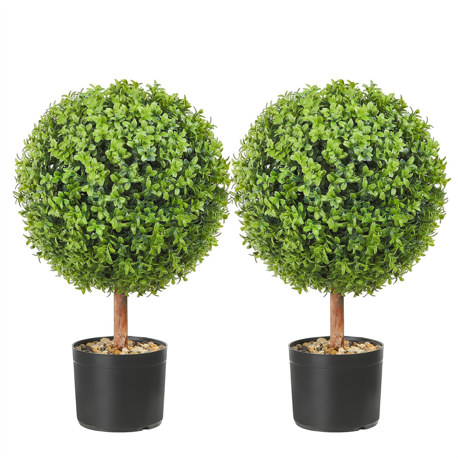 Primrue Set Of 2 Artificial Boxwood Topiary Trees, 24 Inch Ball Shape ...