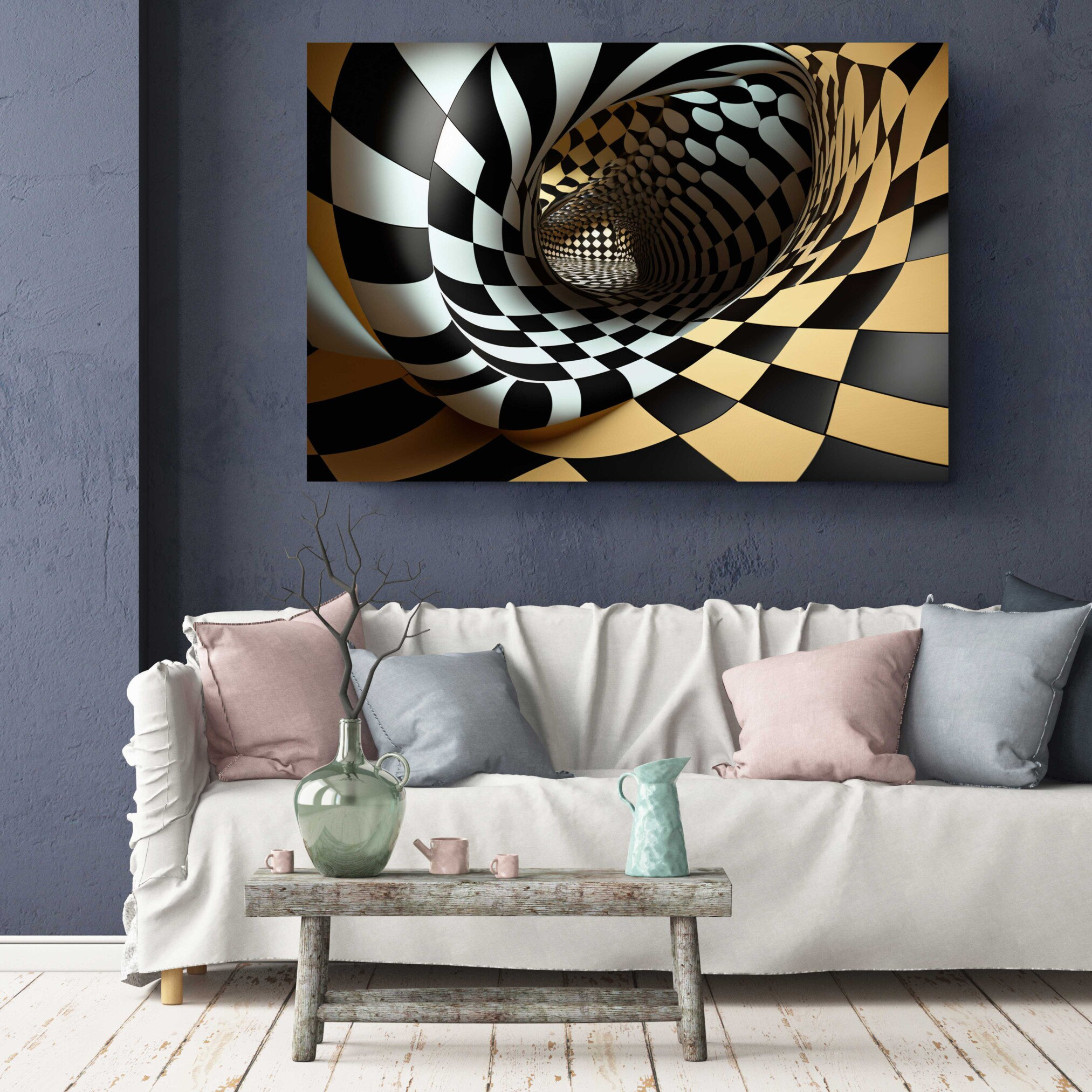 Brayden Studio® Round Spiral 3D Optical Illusion Design On Canvas Print ...