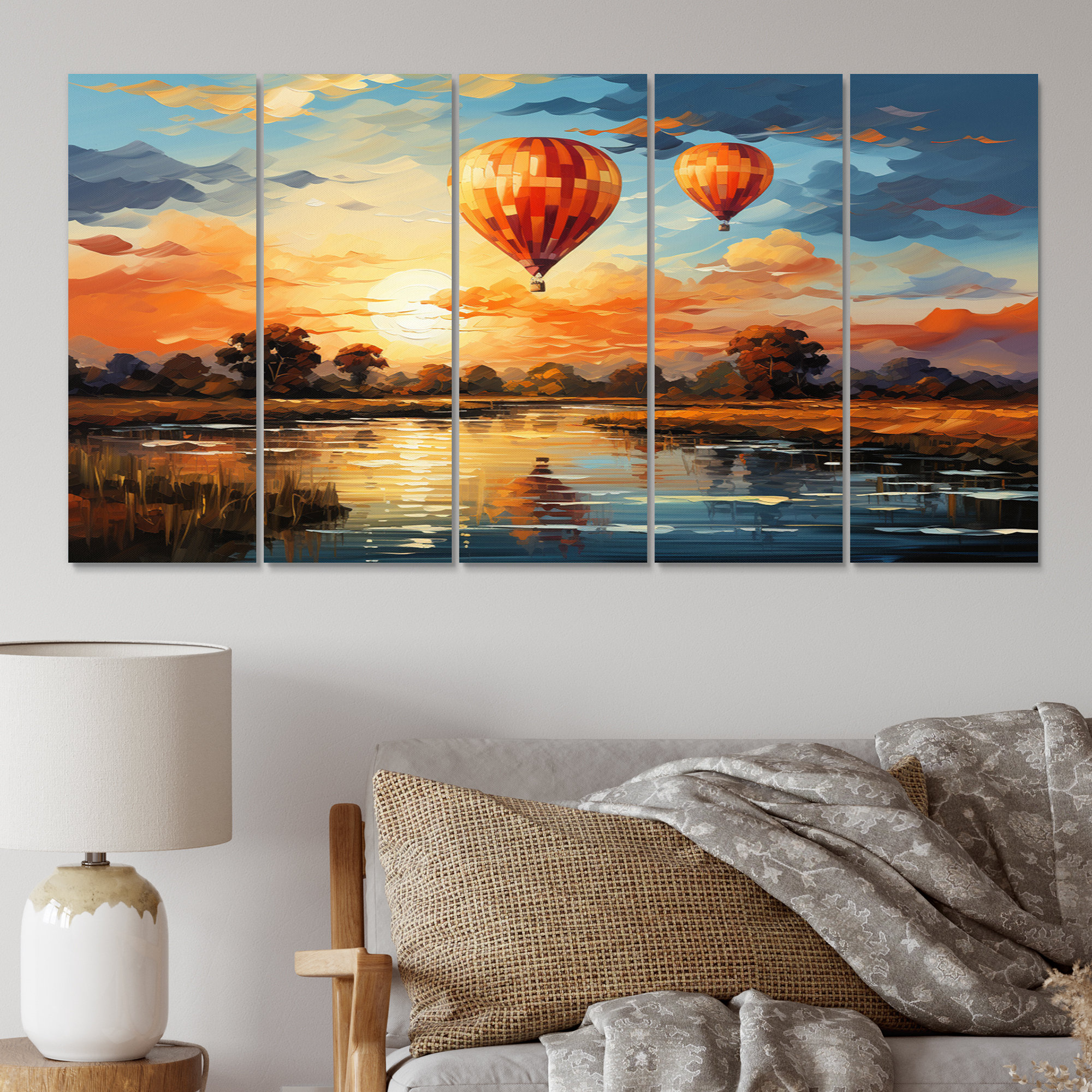 Design Art Red Hot Air Ballon III - Hot Air Balloon Metal Wall Art ...