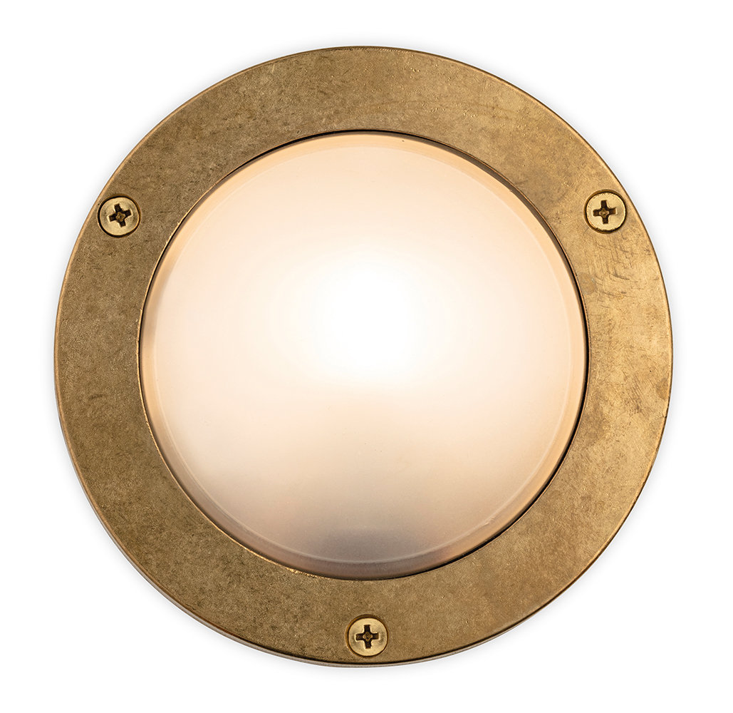Firstlight Kendrick Brass 14'' H Frosted Glass Outdoor Bulkhead Light ...