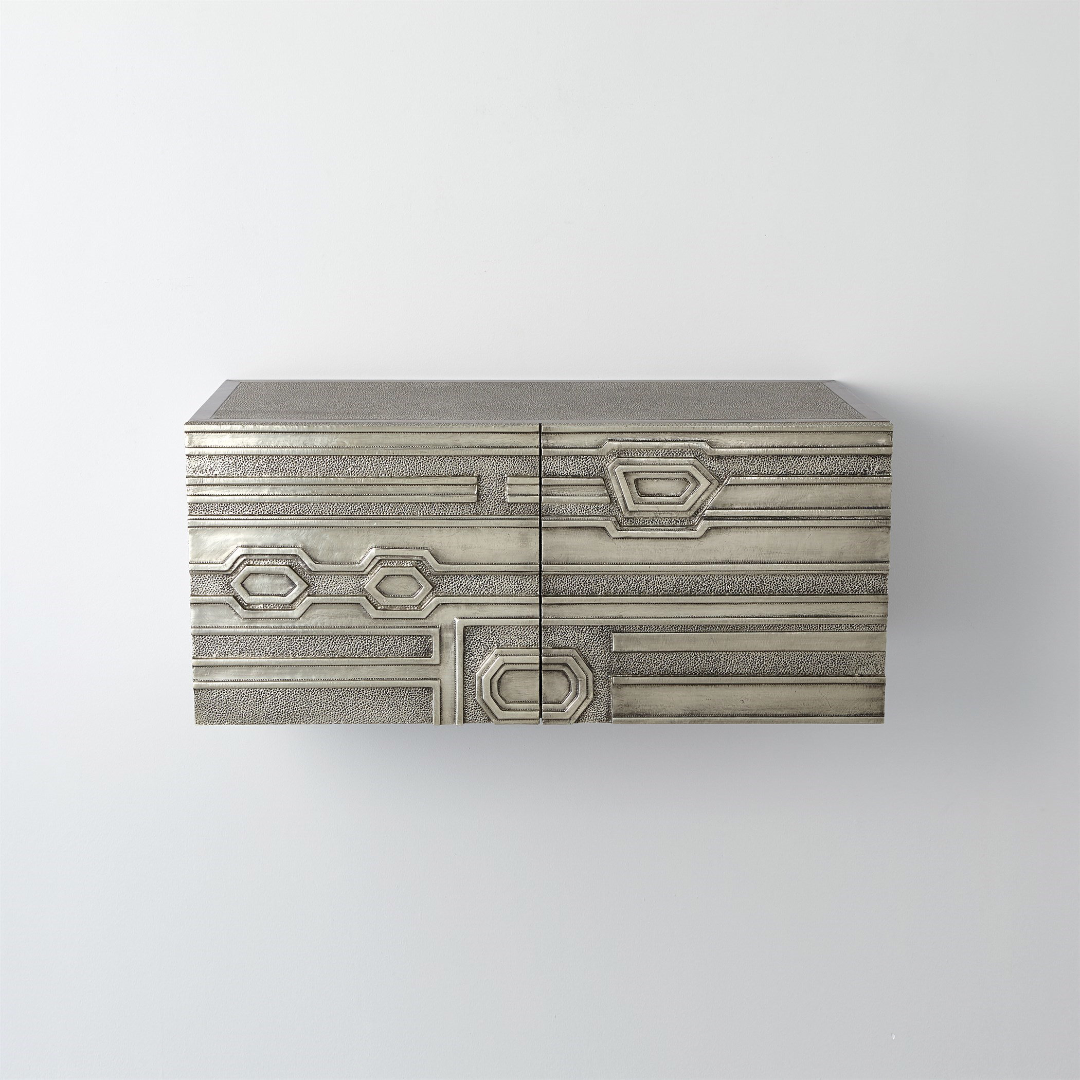 Global Views Abstract Block Cabinet-Right-Silver | Wayfair