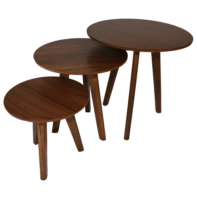 George Oliver Kalkidan 3 Round Wood Nesting Tables - Wayfair Canada