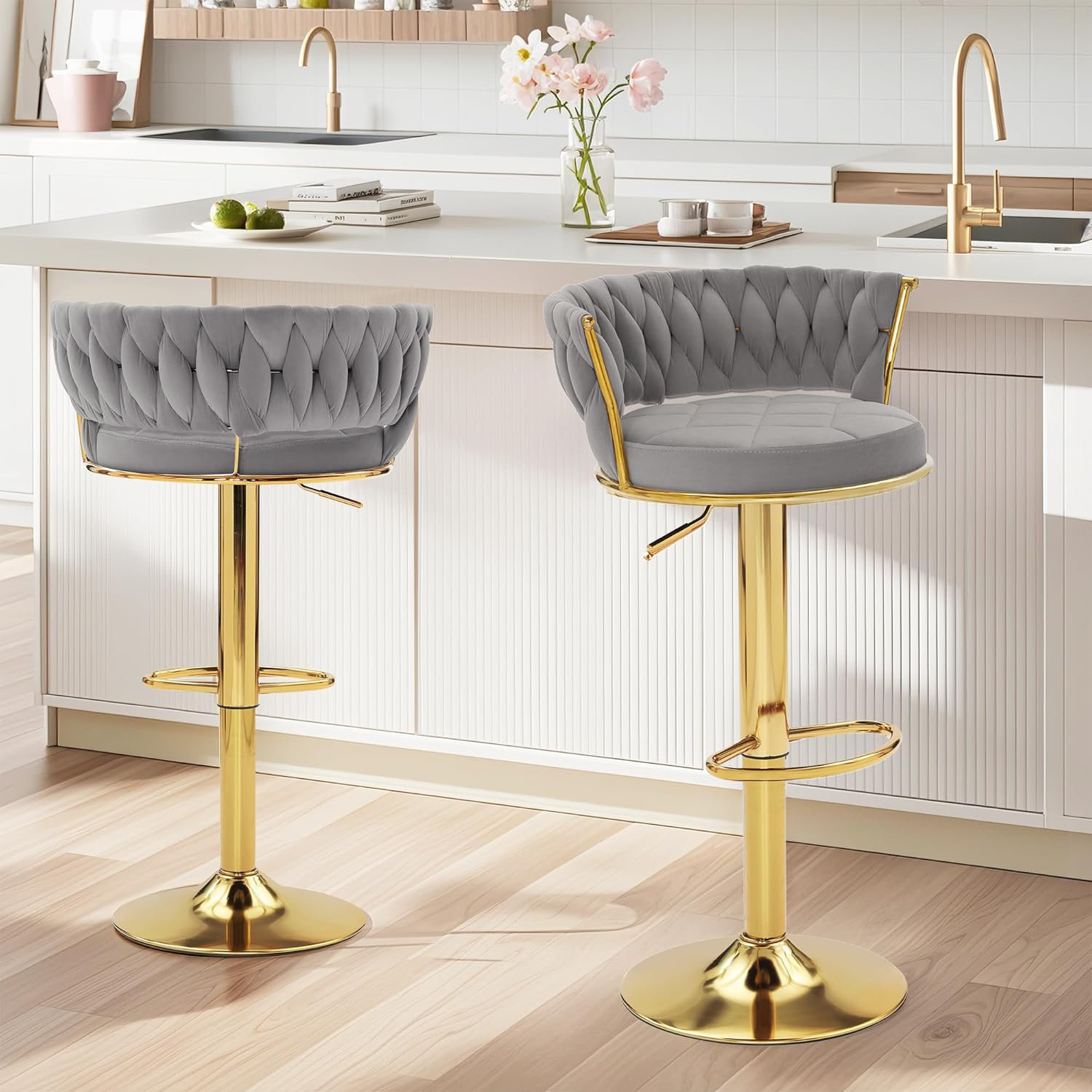 Everly Quinn Bar Stools Set Of 2 Adjustable Barstools Counter Height ...
