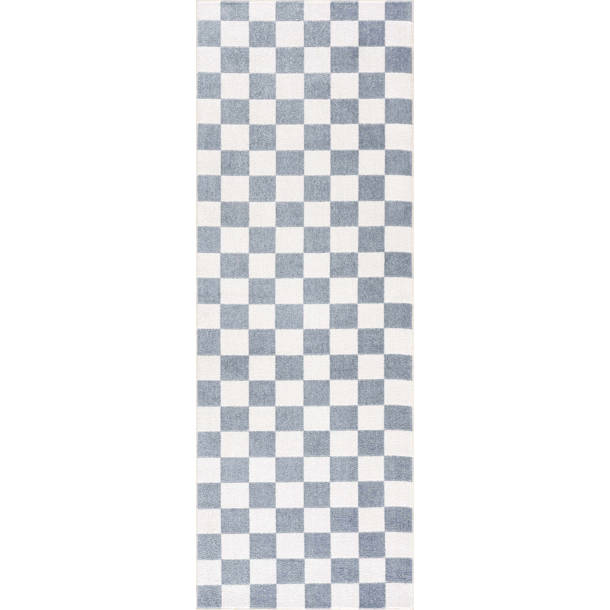 Ebern Designs Brunetti Checkered Machine Woven Polyester Area Rug in ...