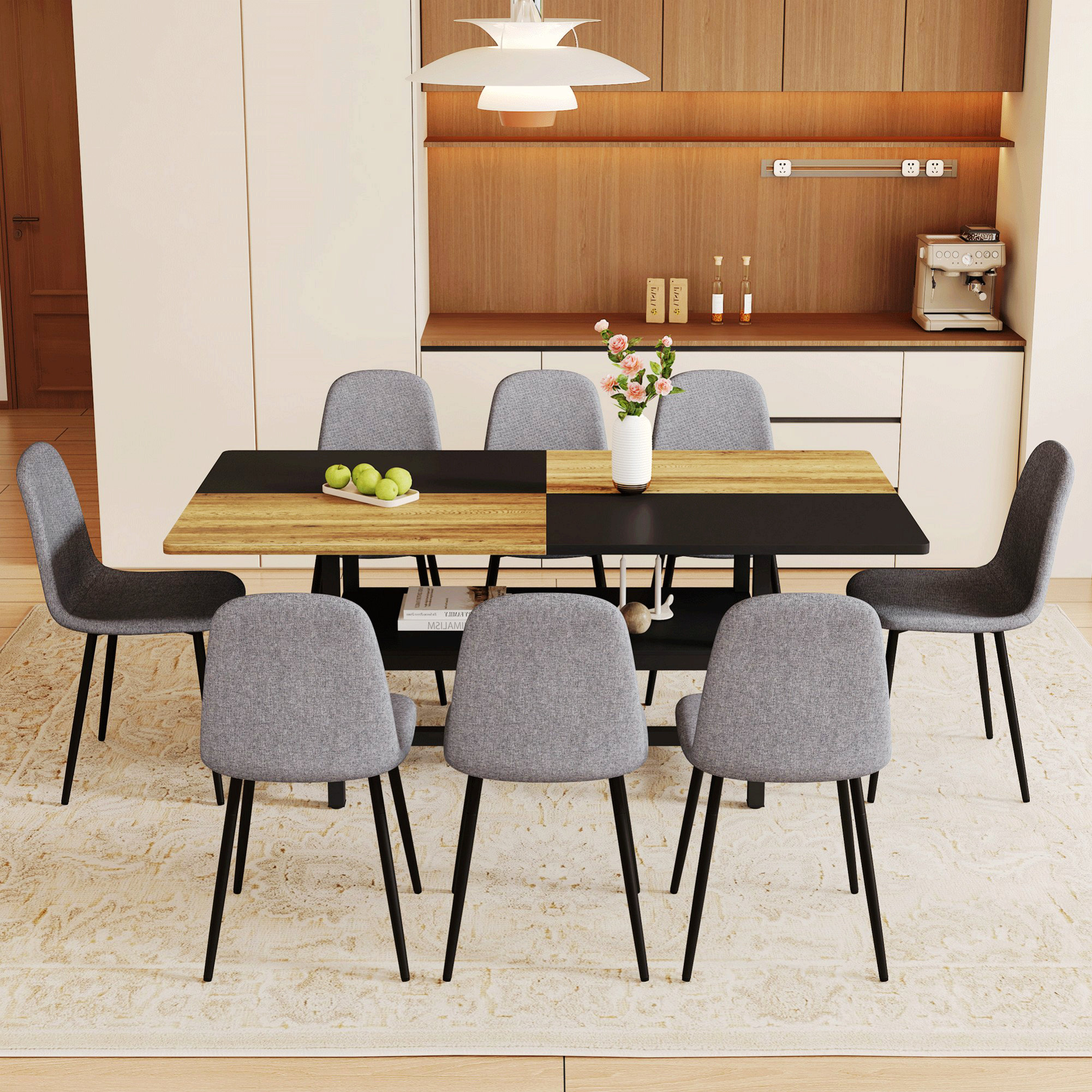 Corrigan Studio® Wooden Dining Table With Storage, Dining Table Set ...