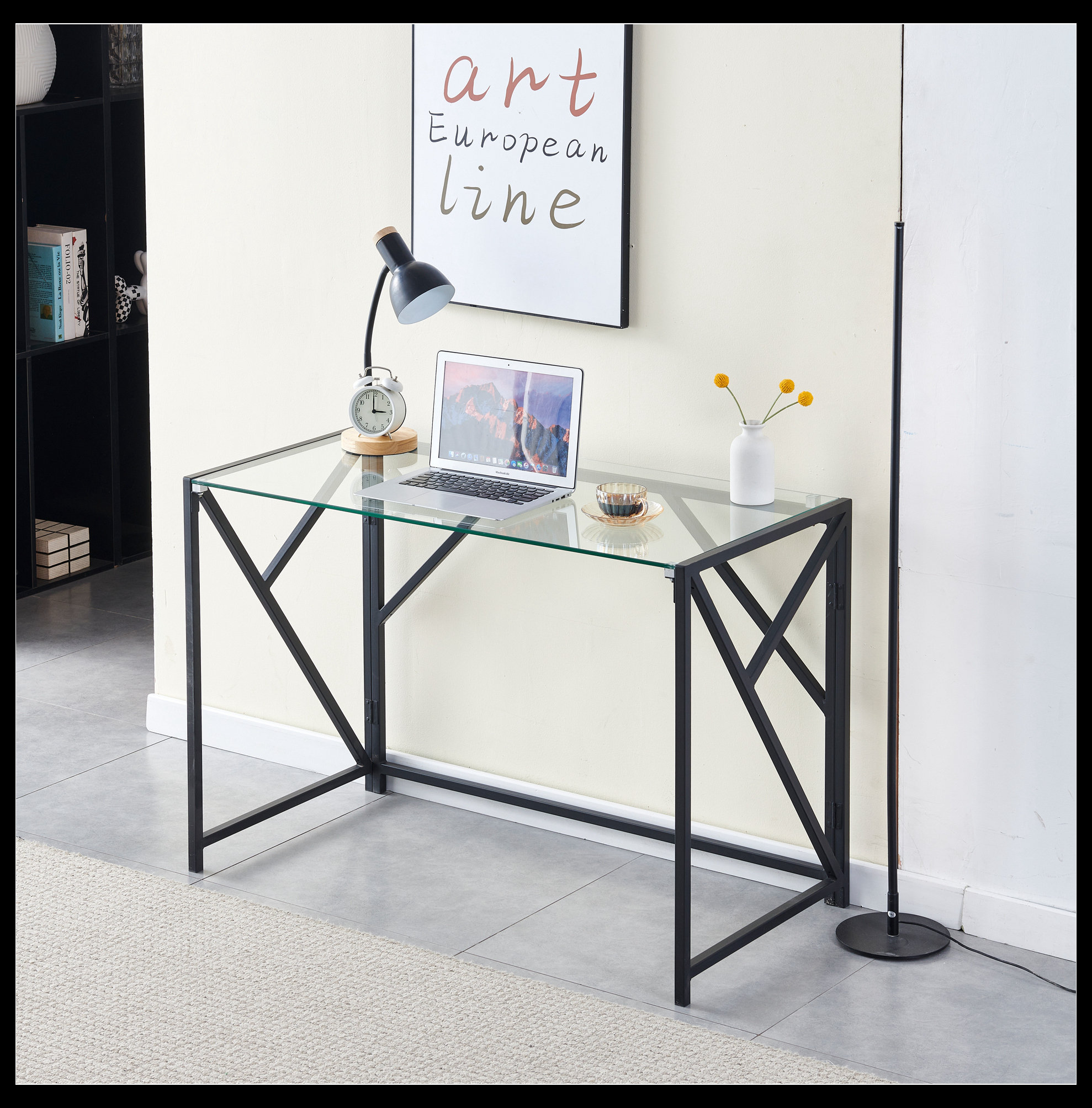 Ebern Designs Tempered Clear Glass Computer Desk, Laptop Desk ...