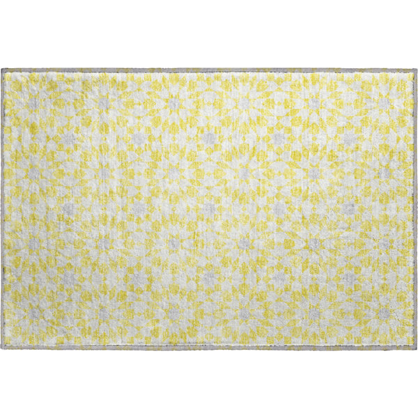 Orren Ellis Premium Machine Washable Tweedy Yellow Rug | Wayfair